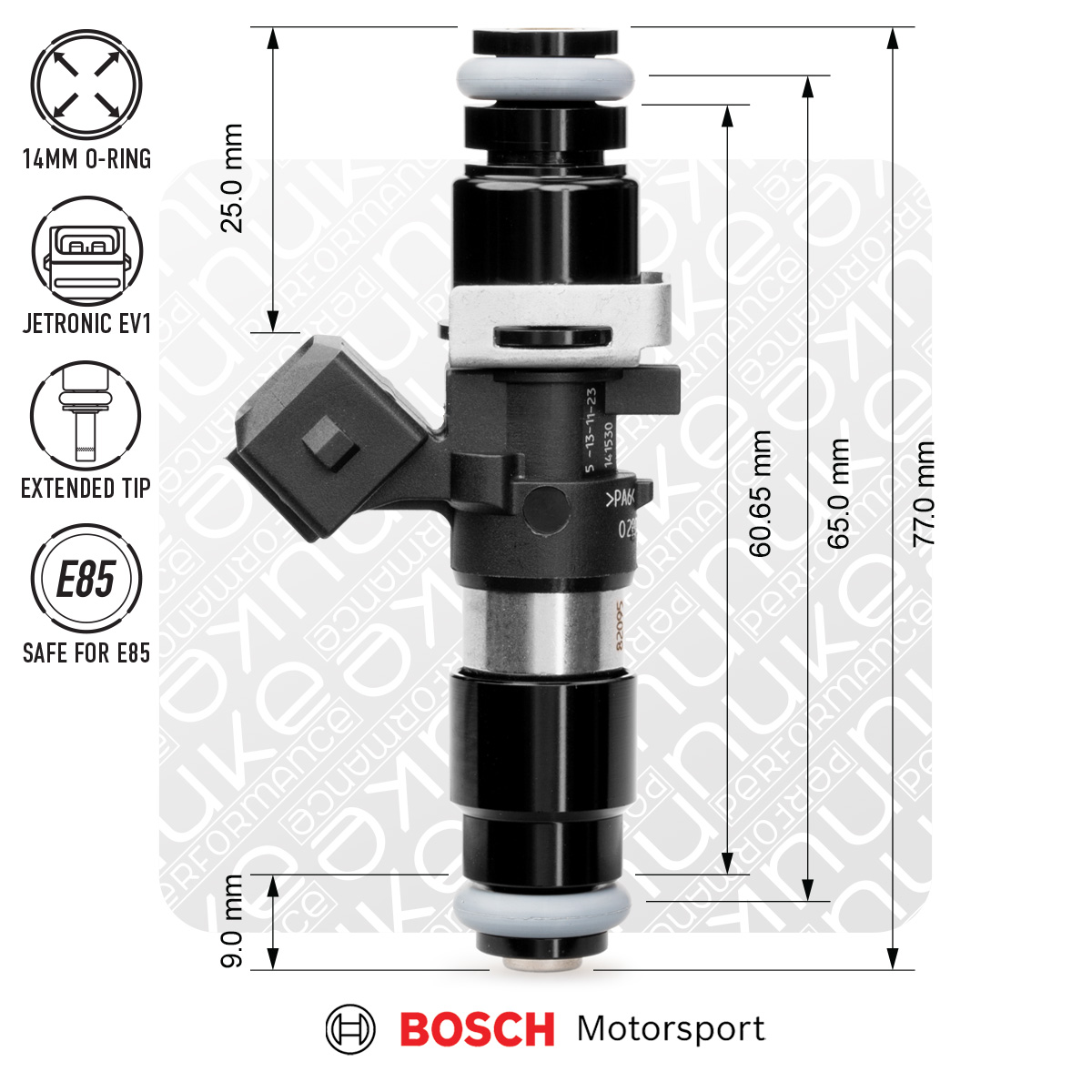 Bosch 1200cc injector adapted to EV14L size