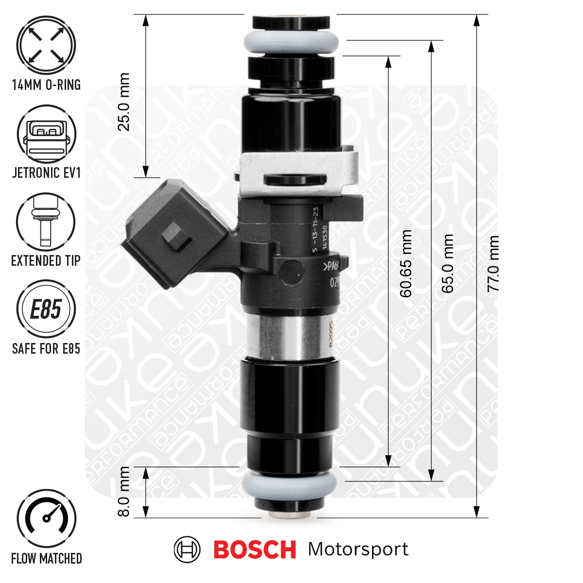 6cyl Flow matched Bosch 870cc injector adapted to EV14L size