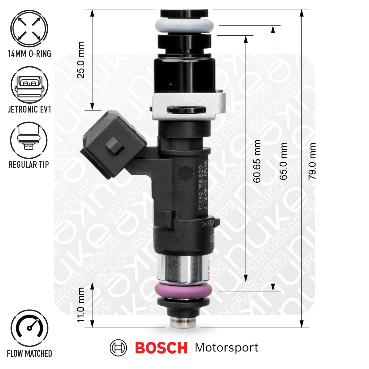 6cyl Flow matched Bosch 2200cc injector adapted to EV14L size