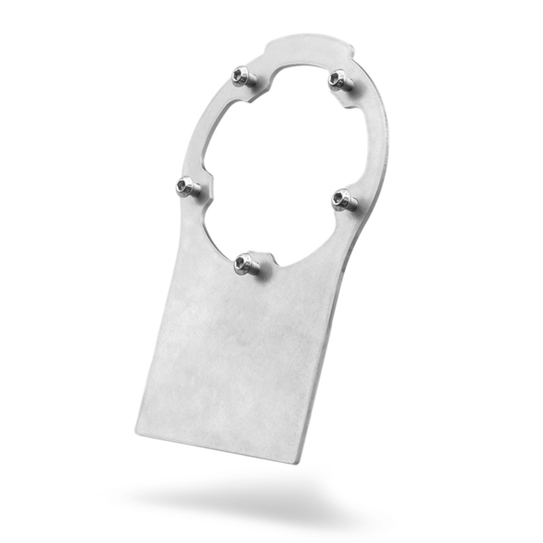 Steel mounting bracket for Nuke remote filler cap with M6 bolts
