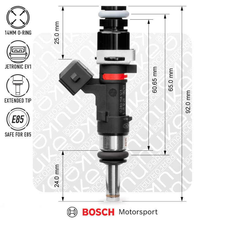 Bosch 627cc/630cc injector adapted to EV14L size