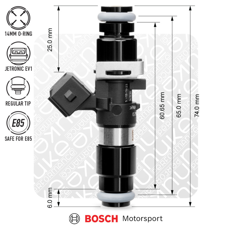 Bosch 1462cc / 1500cc injector adapted to EV14L size