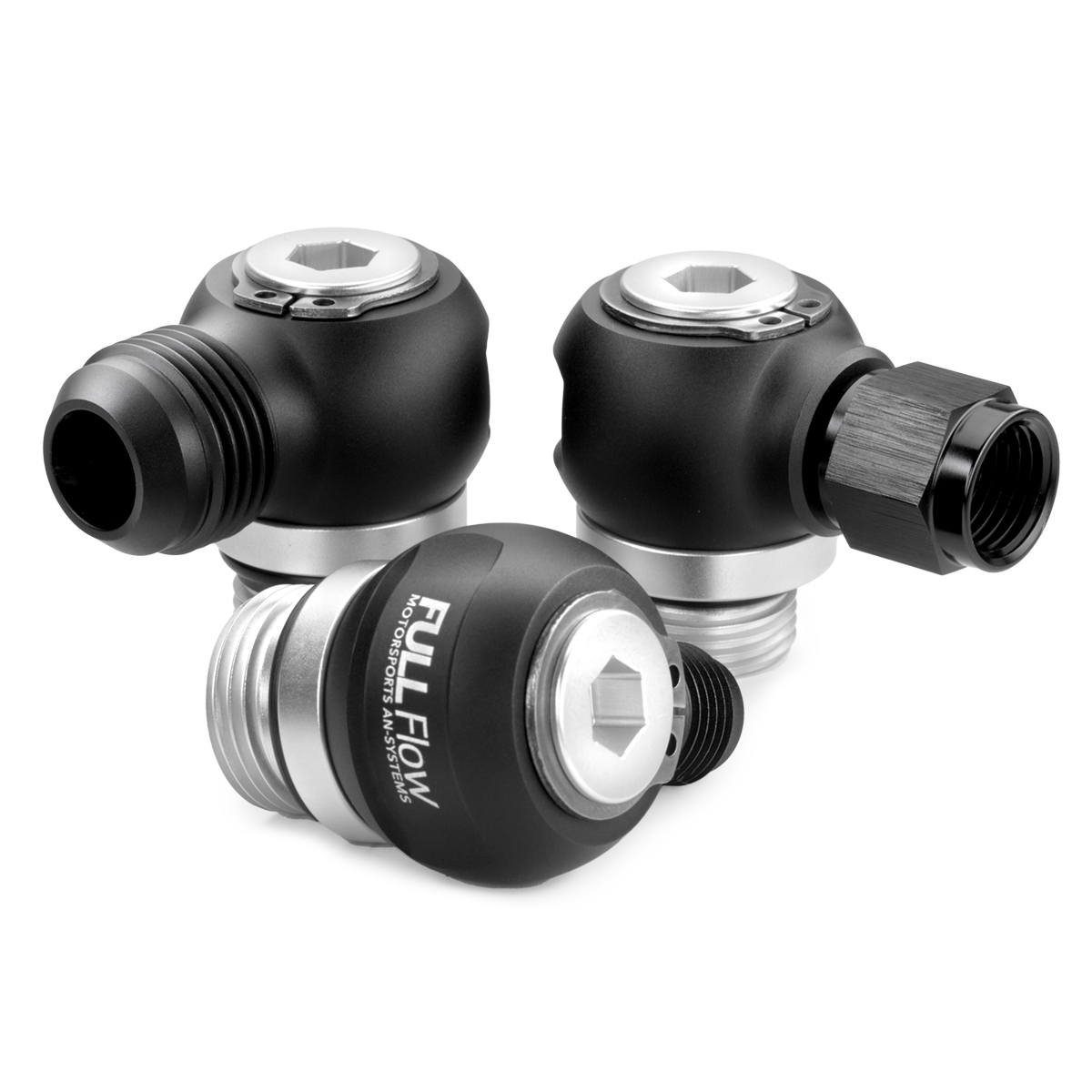 Full flow banjo AN fittings, 3/8 NPT to various sizes
